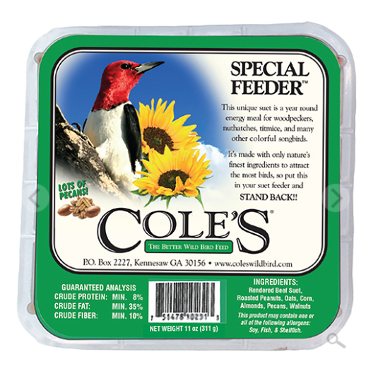 Cole's Special FeederTM Suet Cake - Cleveland, GA - White County ...